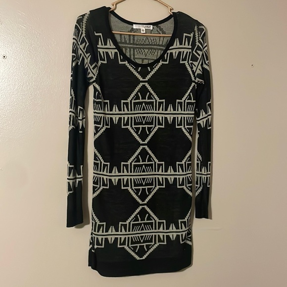 Say What? | Sweaters | Tan And Black Aztec Pattern Sweaterdress | Poshmark